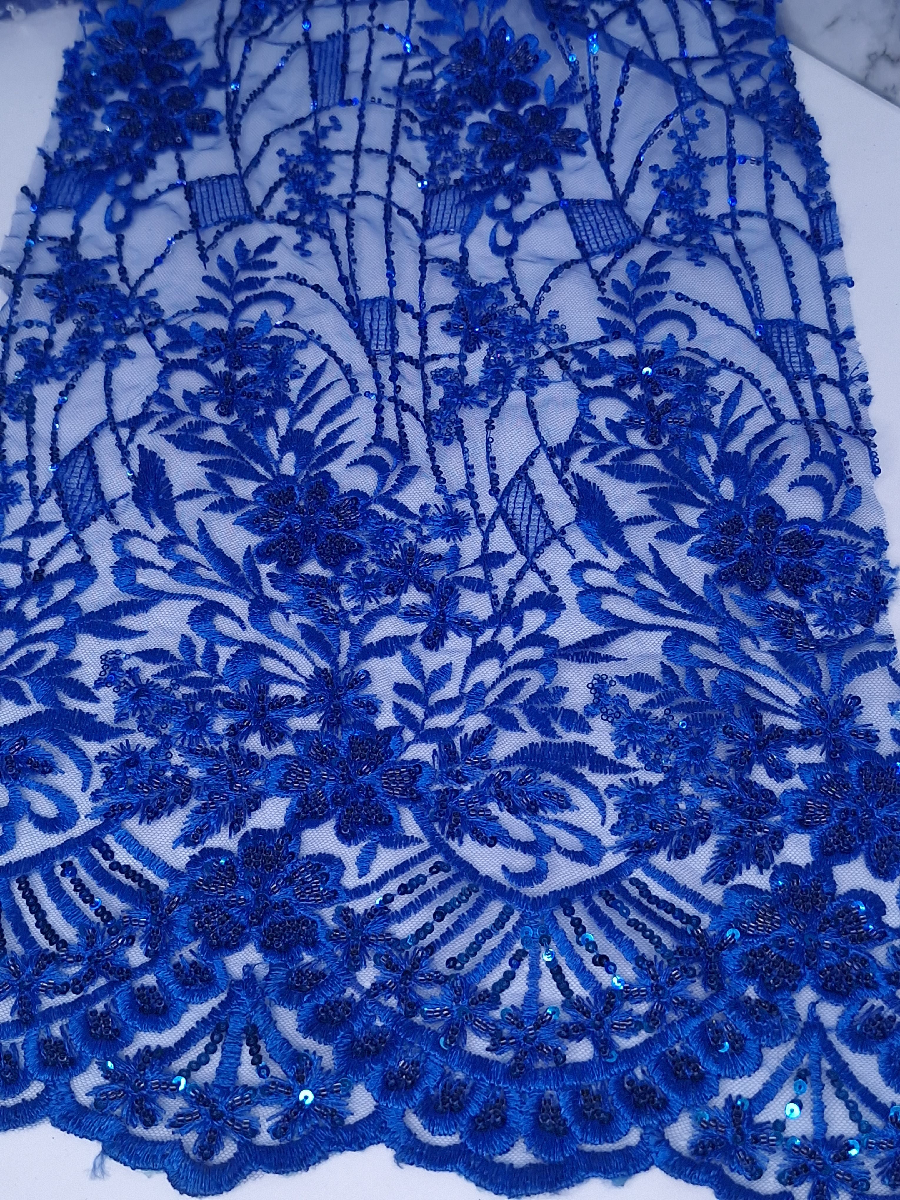 Tul bordado color azul rey A950, ideal para vestidos de noche de boda ...